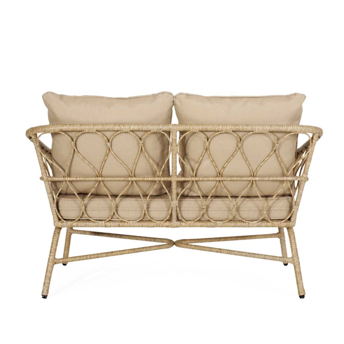 Beachcrest Home Raynette Outdoor Wicker Loveseat with Cushions ...