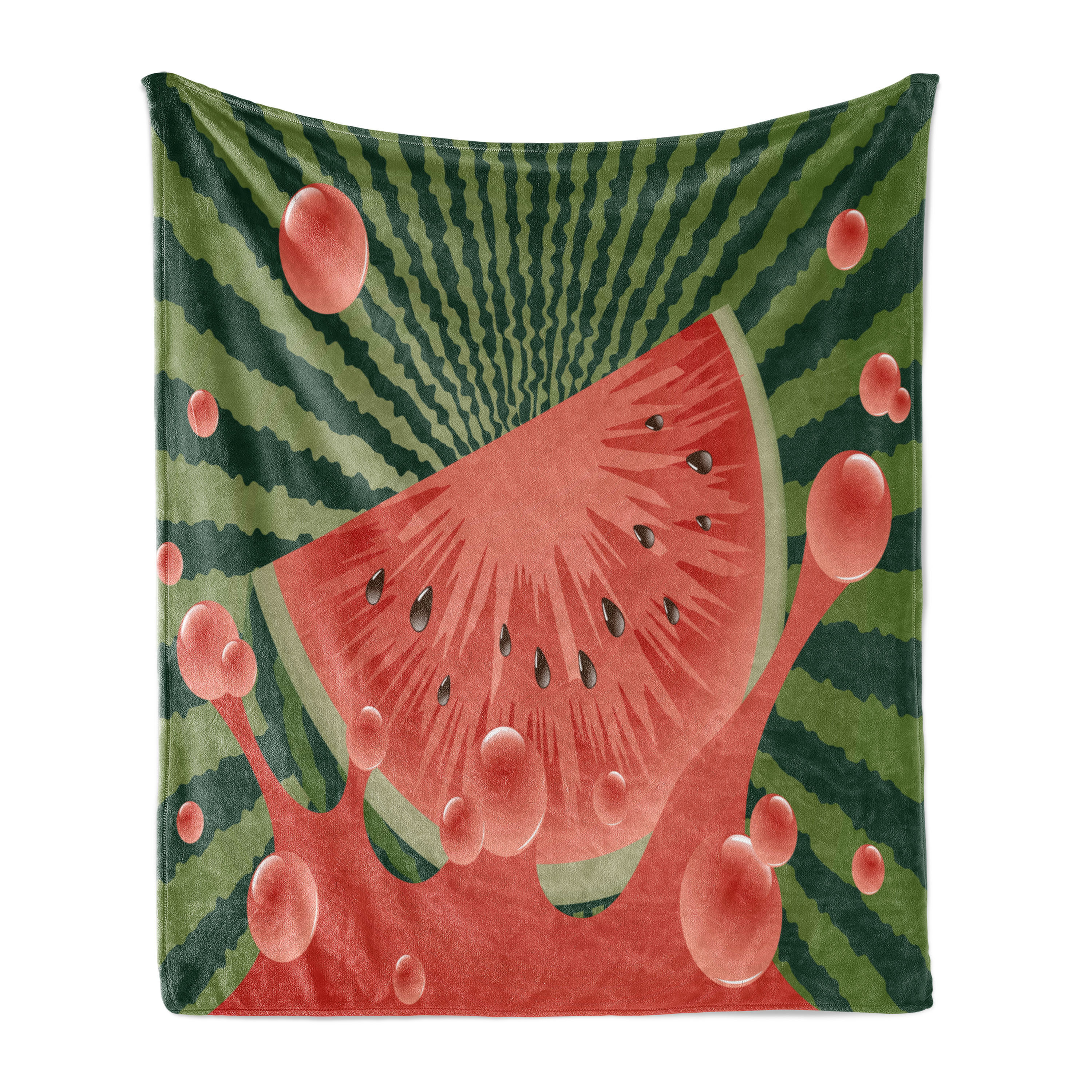 Ambesonne Summer Throw Blanket Watermelon Splashing Juice Hunter Green ...