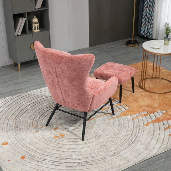 Mercer41 Rashea Upholstered Wingback Chair with Ottoman - Wayfair Canada