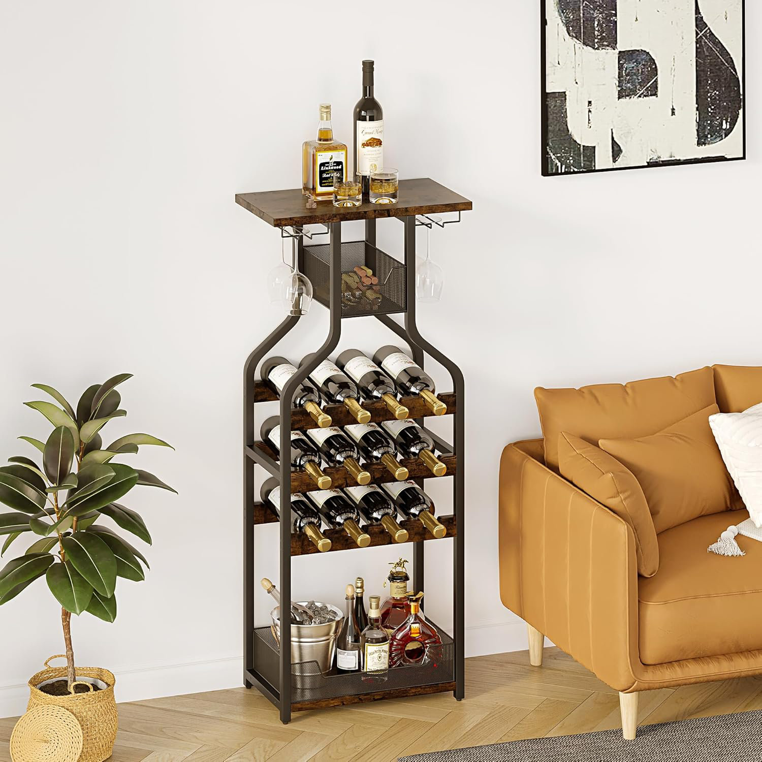 17 Stories Metal Wine Rack , Mini Rack Table Wine Storage Organizer ...