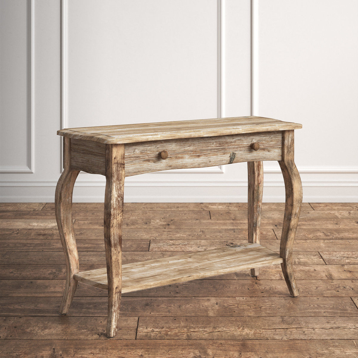 Kelly Clarkson Home Francoise 42" Wide Rustic Industrial Antique Wooden ...