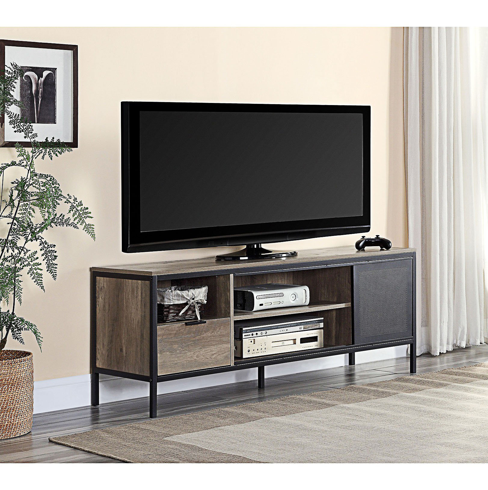 17 Stories Industrial Style Tv Stand With Drawer, Tv Table, Living Room ...