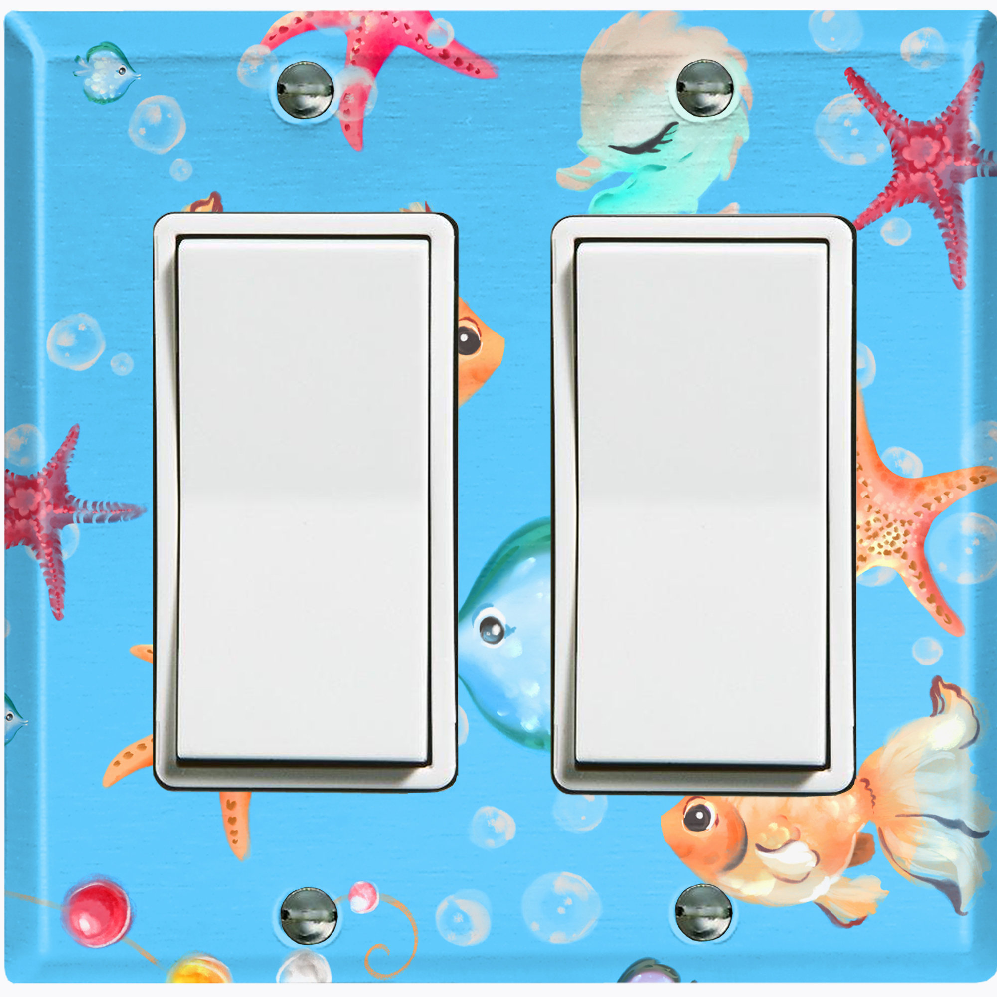 WorldAcc Metal Light Switch Plate Outlet Cover (Mermaid Ocean Star Fish ...