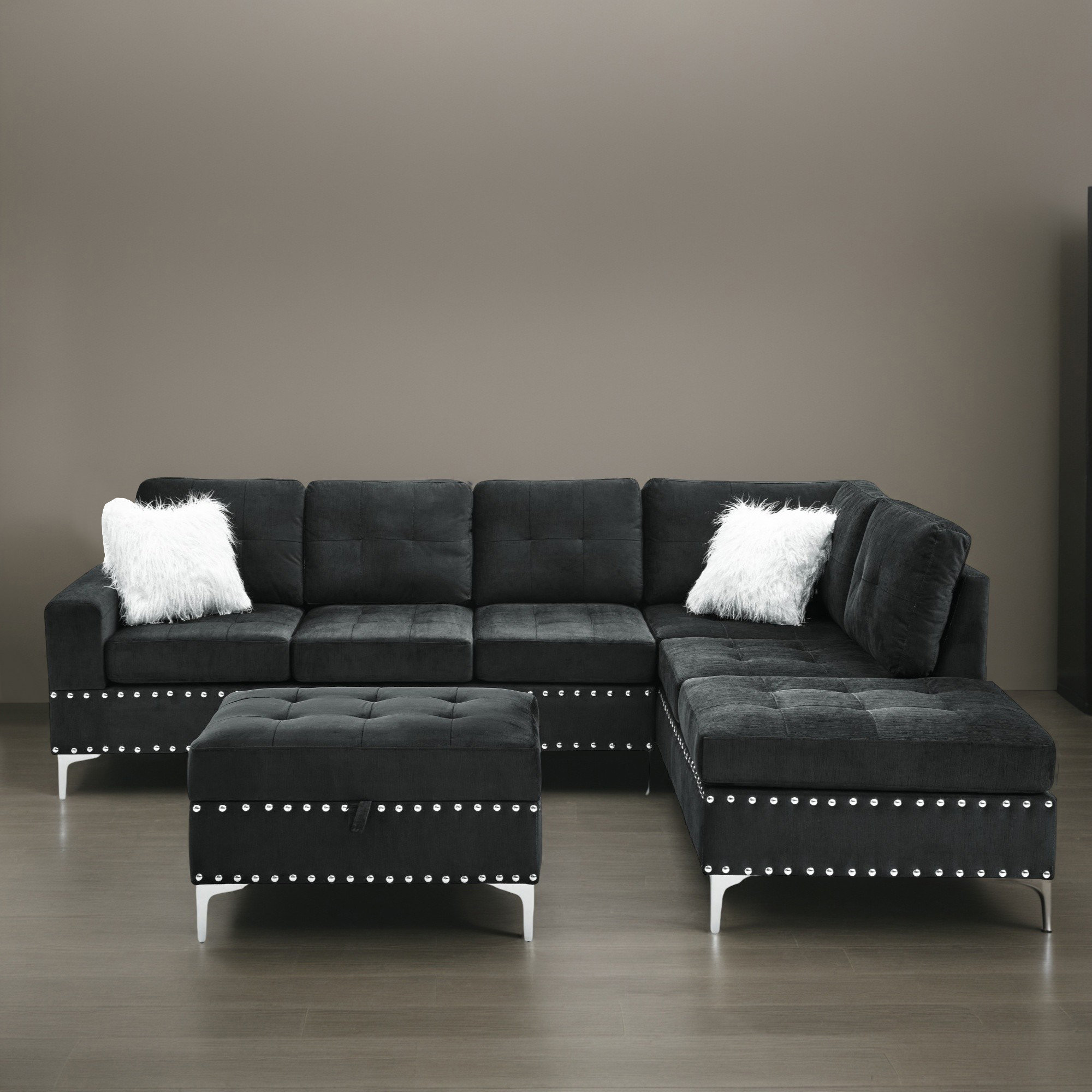 Latitude Run® 3 - Piece Upholstered Reversible L-Shaped Sectional Sofa ...