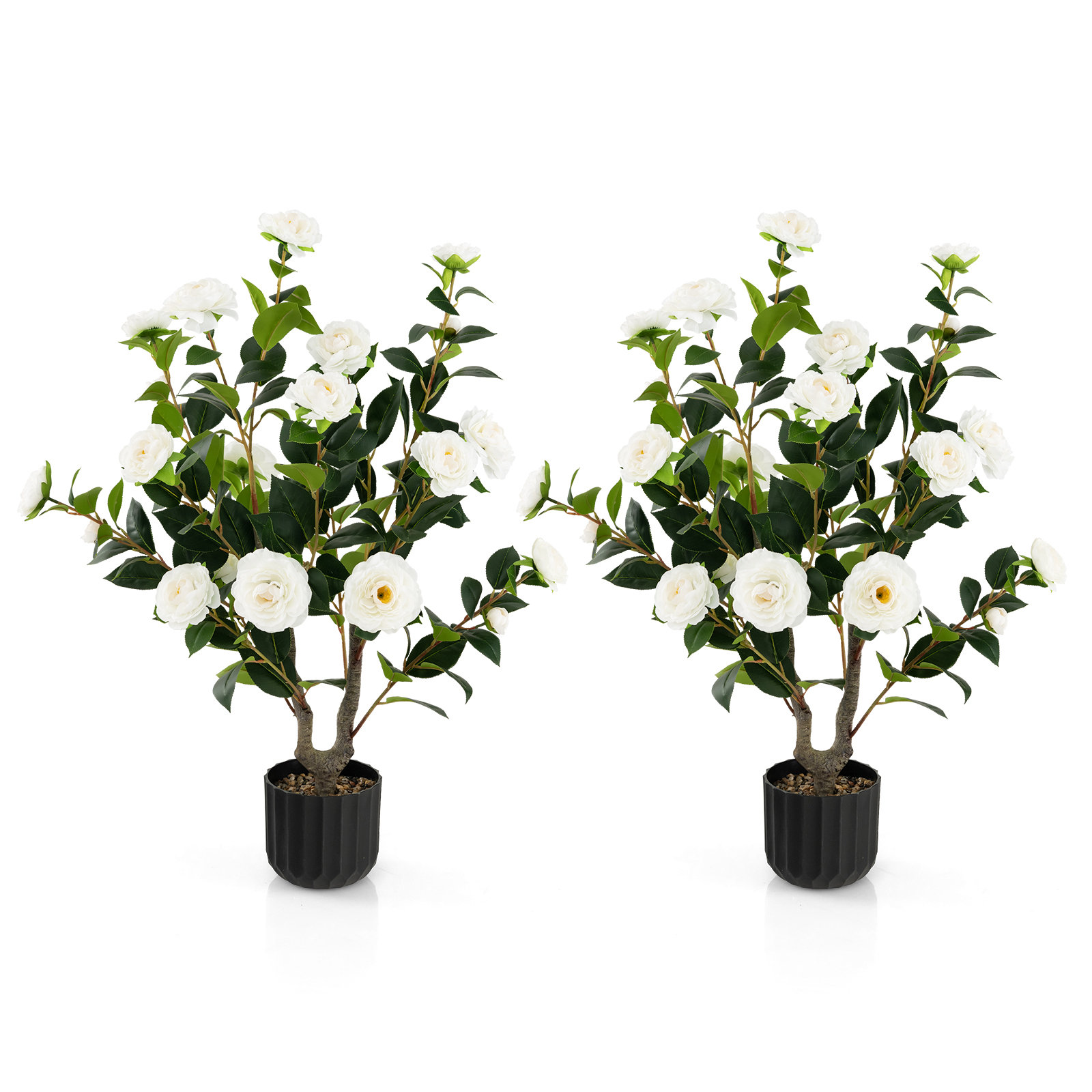 Primrue 38 In. Faux Camellia Tree In Pot Decorative Plant Indoor ...
