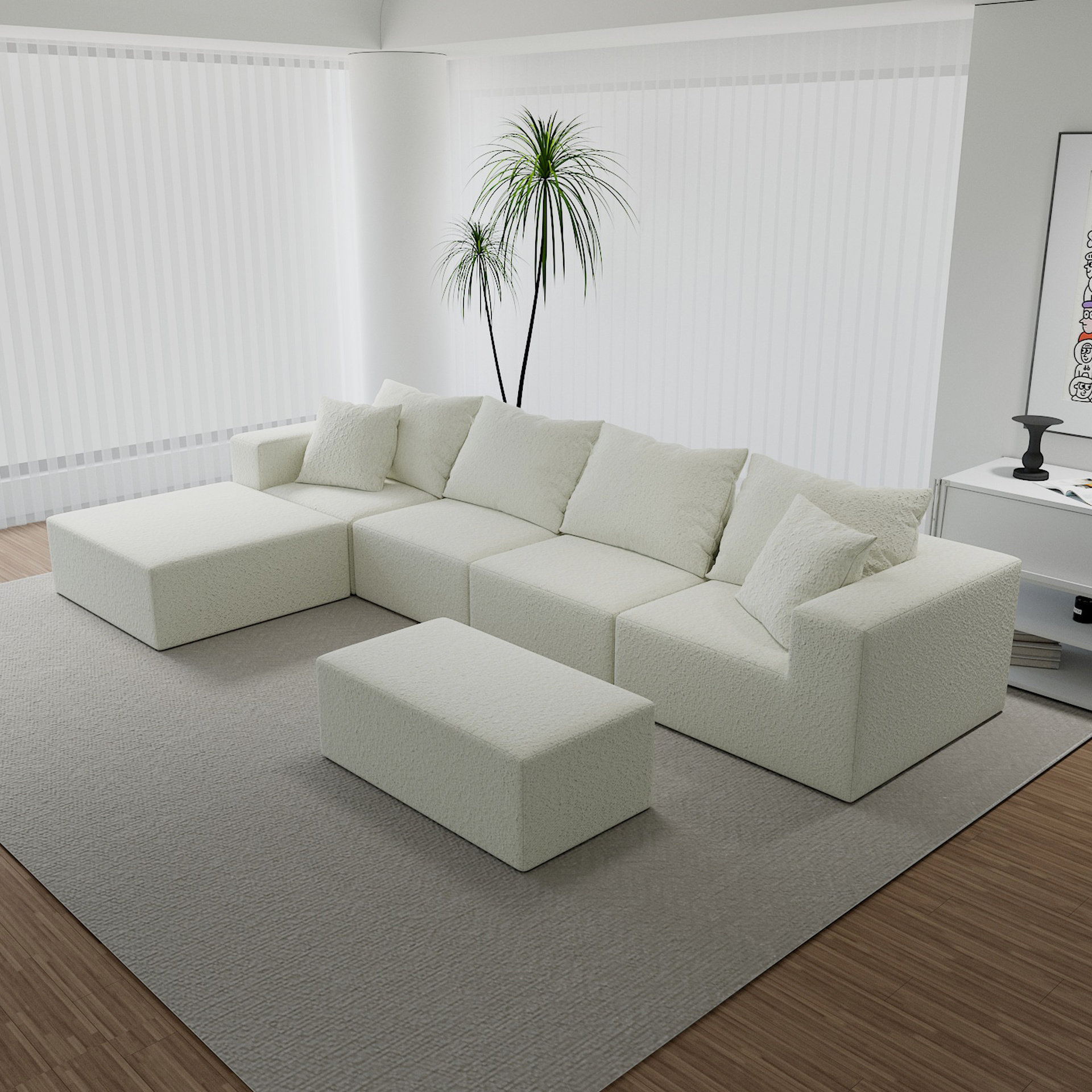 Latitude Run® 4 Seat Modular Sectional For Living Room, Cloud Couch ...