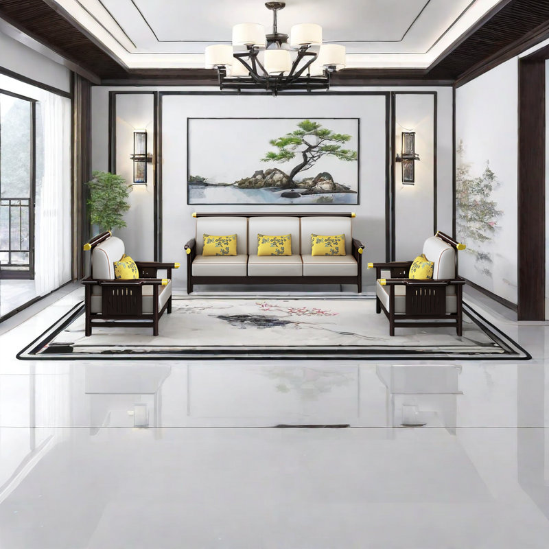 Lifton Modern Chinese solid wood sofa combination 3 - Piece Living Room ...
