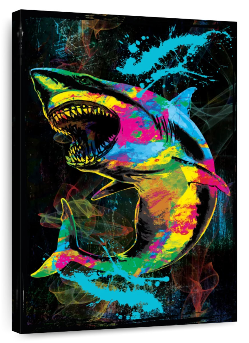 Ebern Designs Brampt Color Grunge Shark | Wayfair