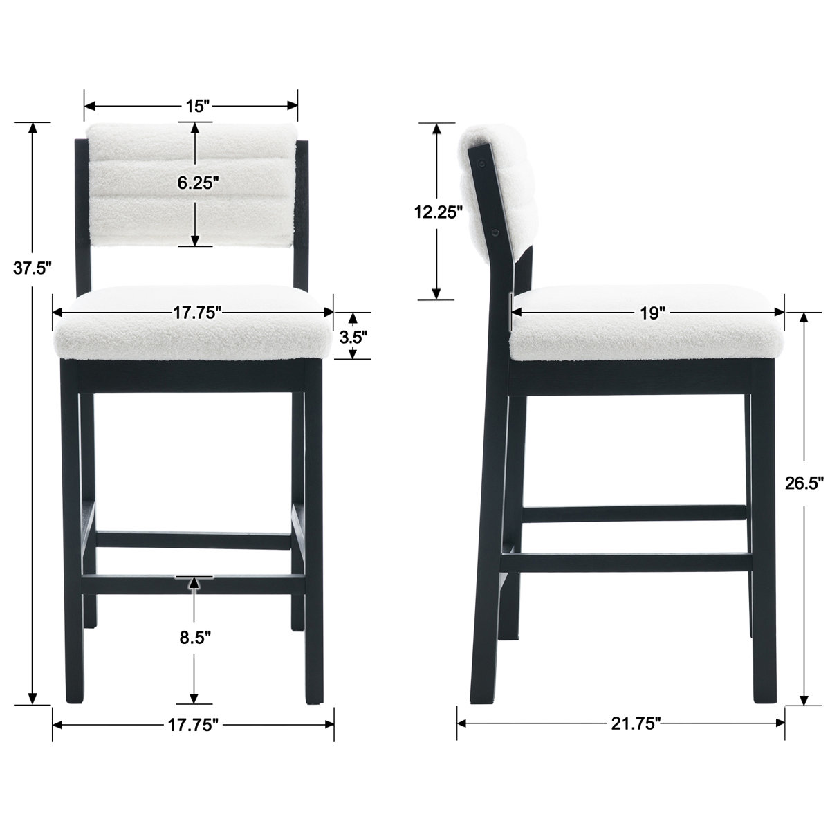 Latitude Run® Tebbo Upholstered 26.5'' Counter Stool with Solid Wood ...