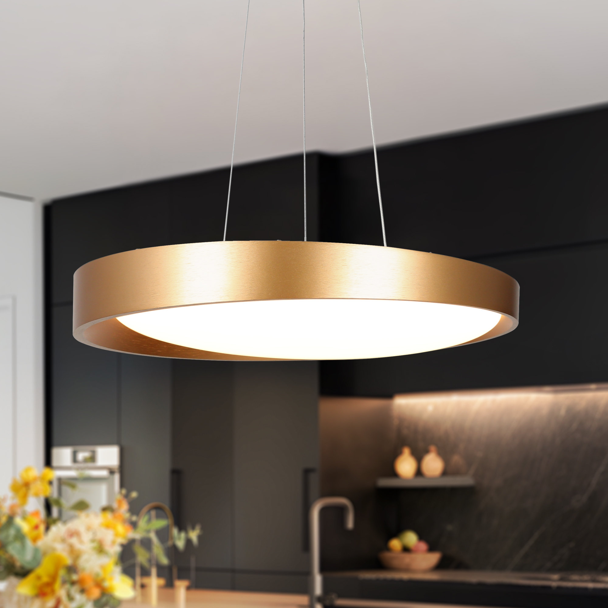 Mercer41 Chrispen 1 - Light Unique / Statement Drum LED Pendant | Wayfair
