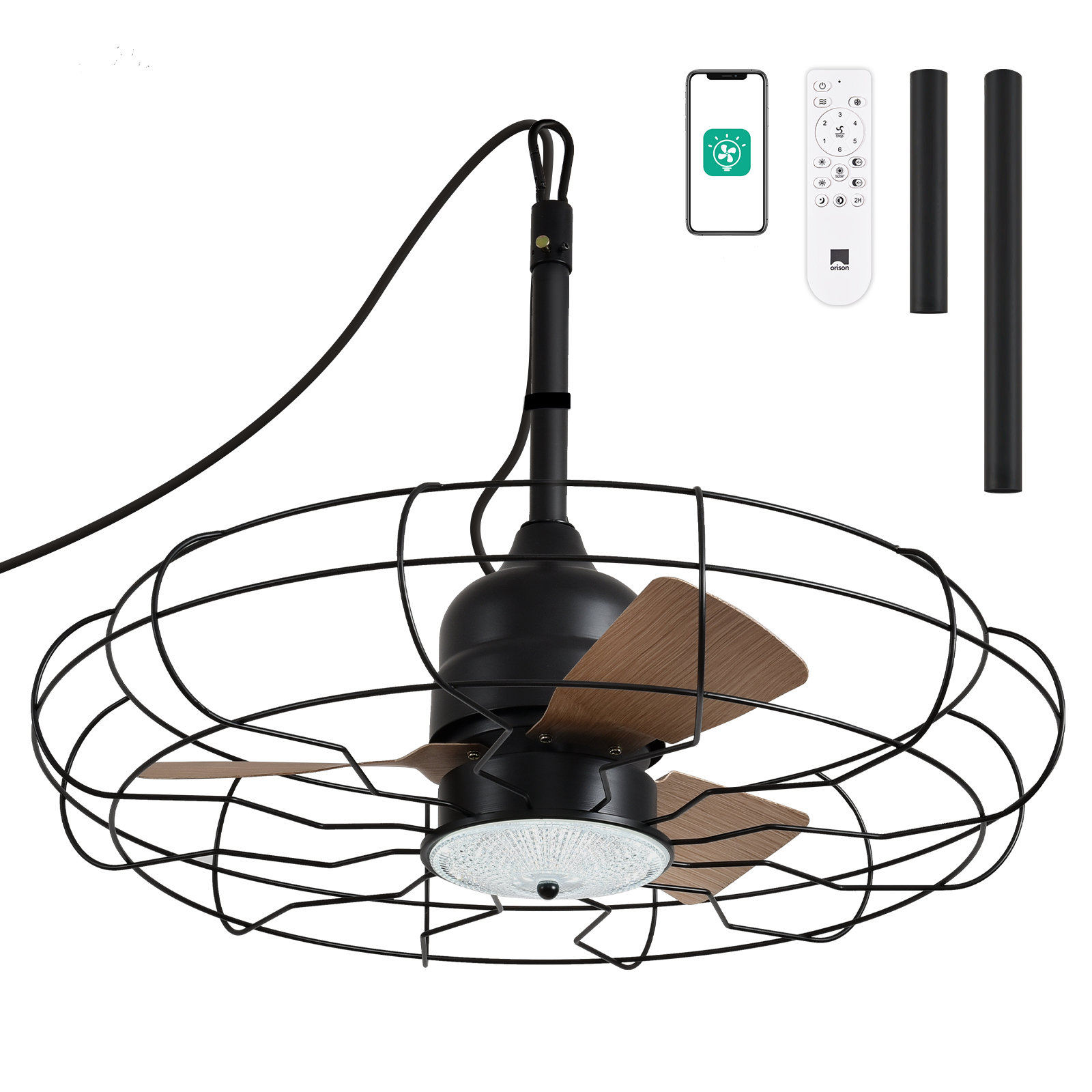 17 Stories 28" 17 Stories Outdoor Caged Ceiling Fans With Light For ...