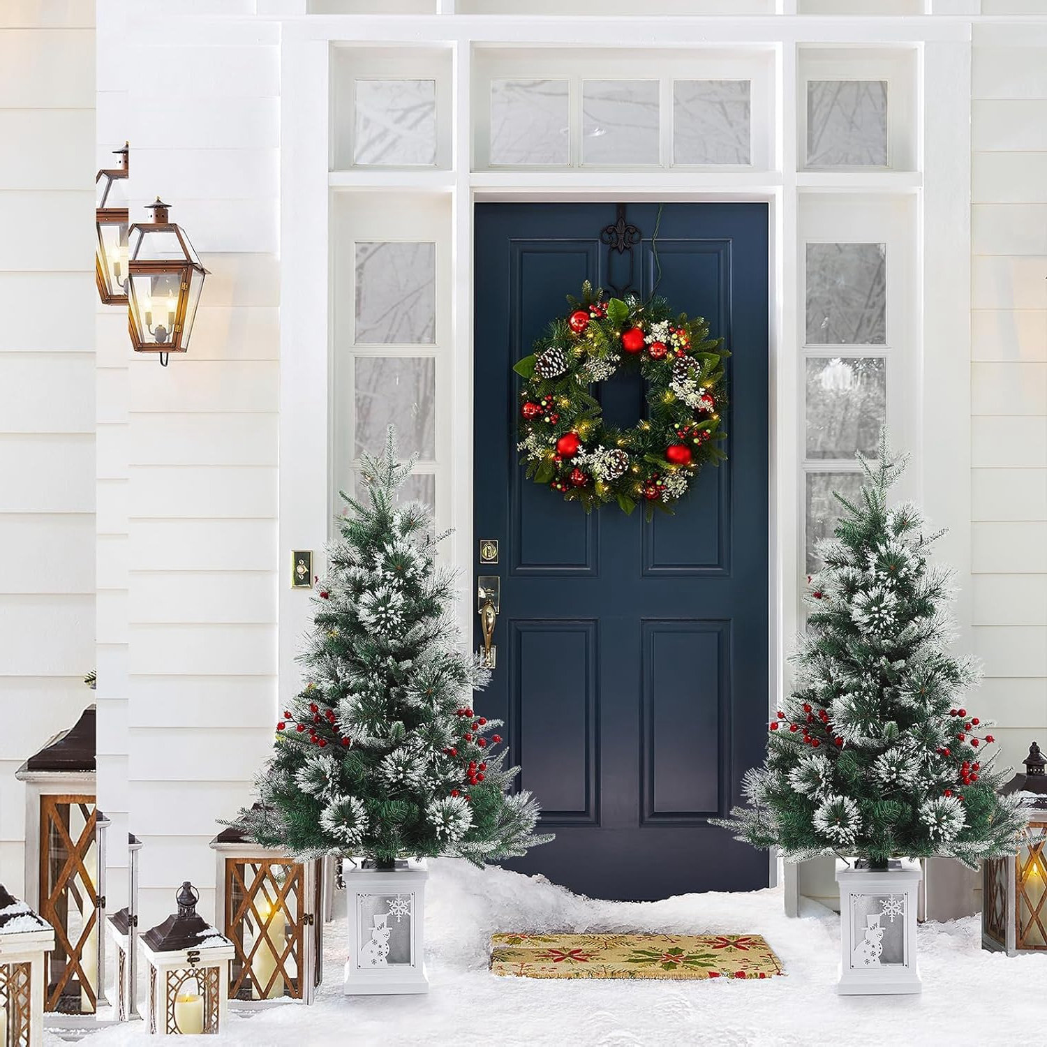 The Holiday Aisle® 2Pcs 3Ft Pre-Lit Holiday Trees With 78 LED Lights, 8 ...