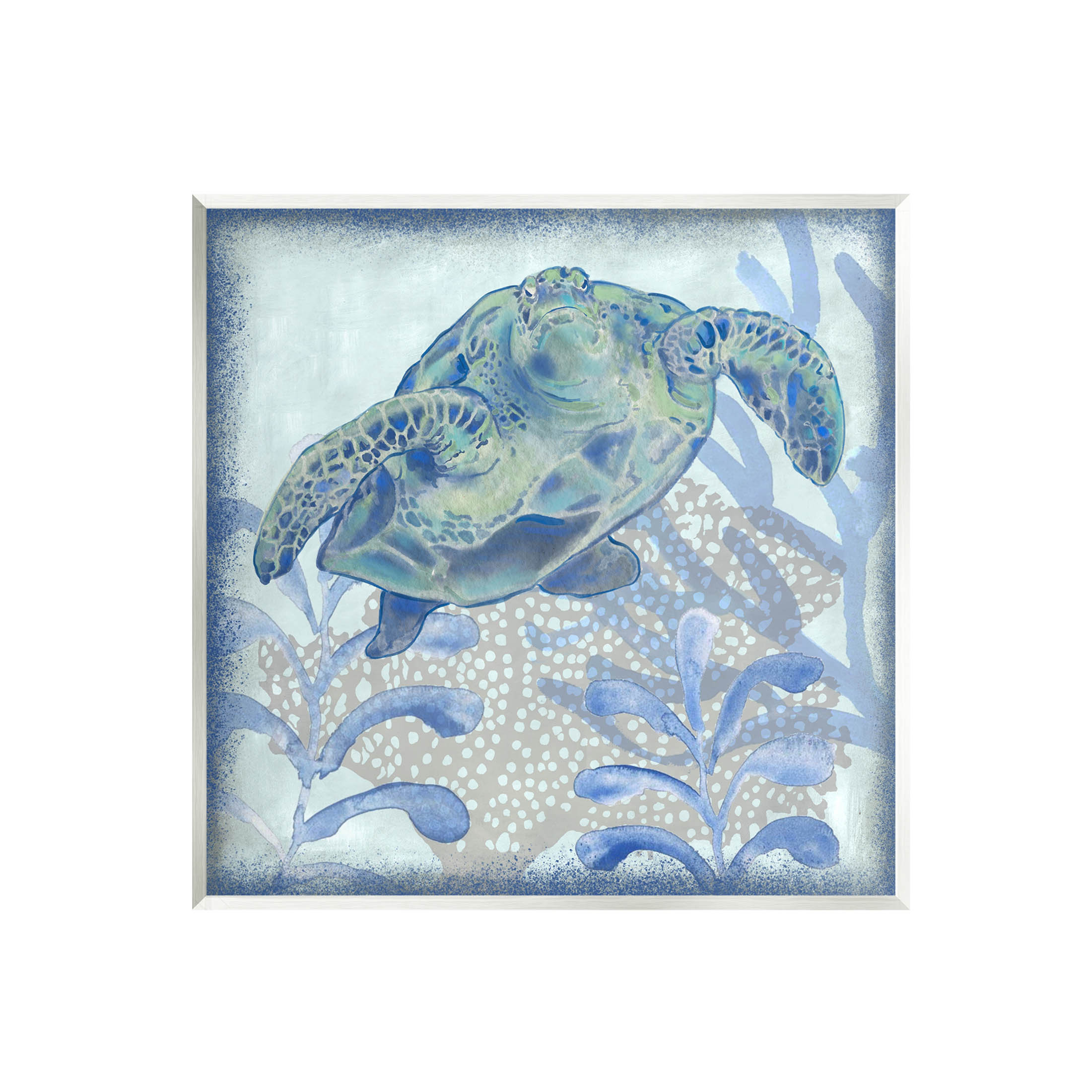 Stupell Industries Vivid Tortoise Layered Aquatic Plants Giclee Art By ...