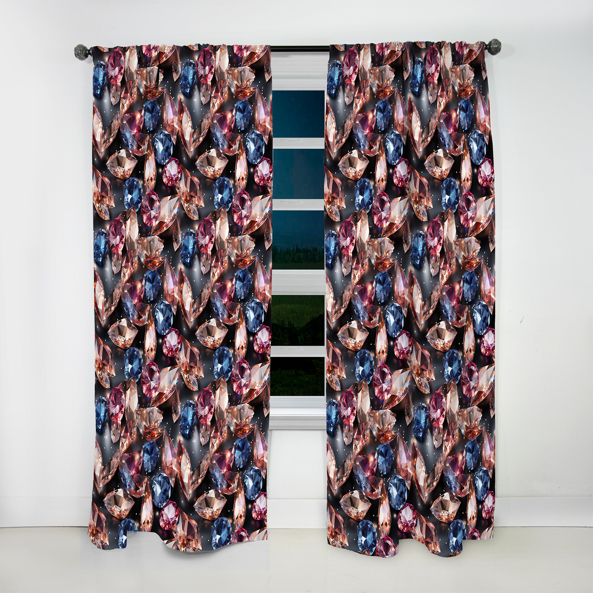 Design Art Purple And Gold Glass Glamour Opulence - Glam Velvet Curtain ...