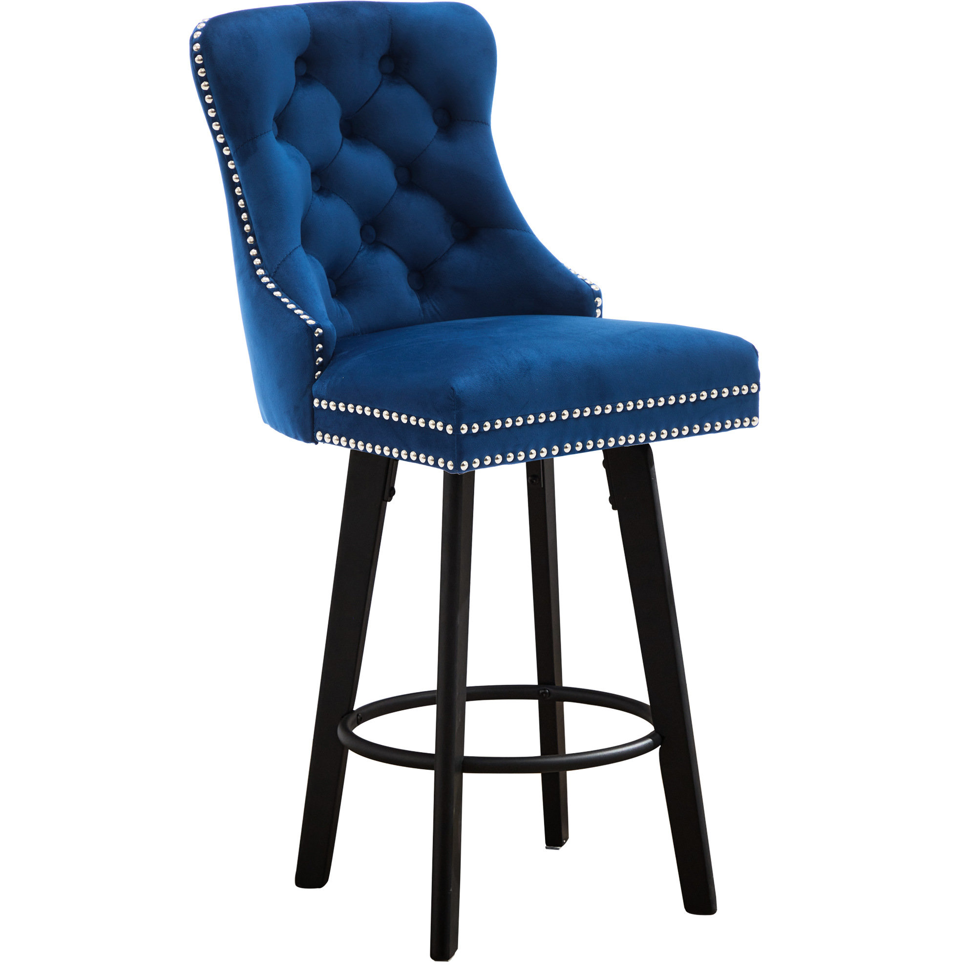 Mercer41 360-Degree Rotating With Velvet Covering And Metal Trim, Navy ...
