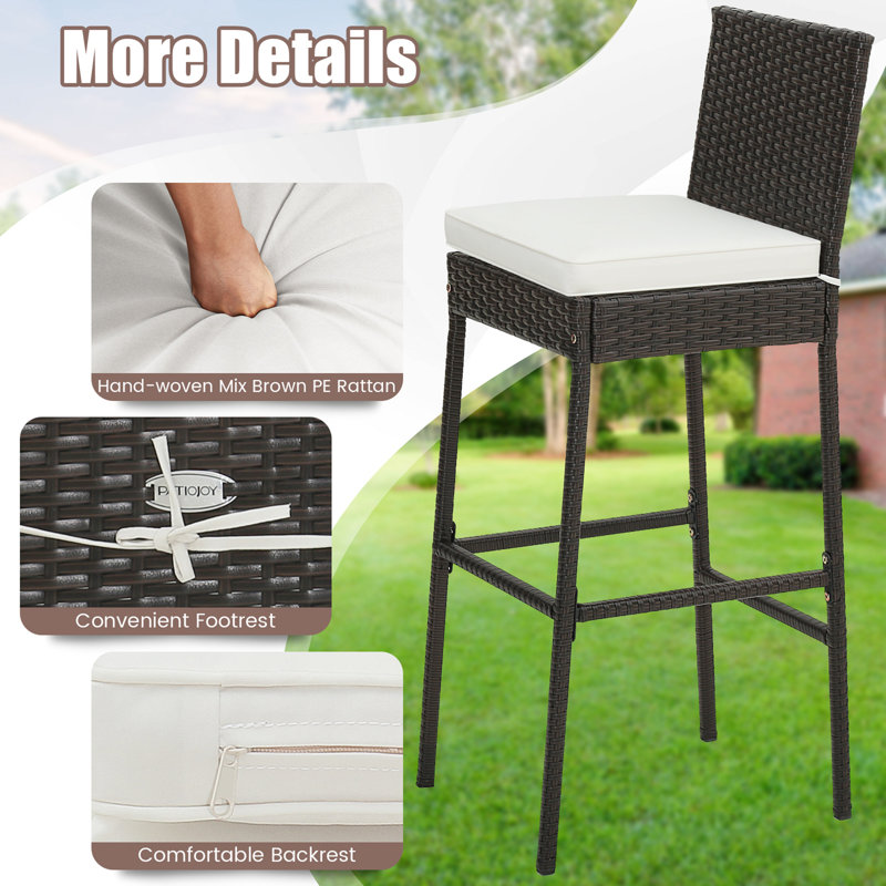 Wade Logan® Bocephus Outdoor 30'' Patio Bar Stool with Cushion ...