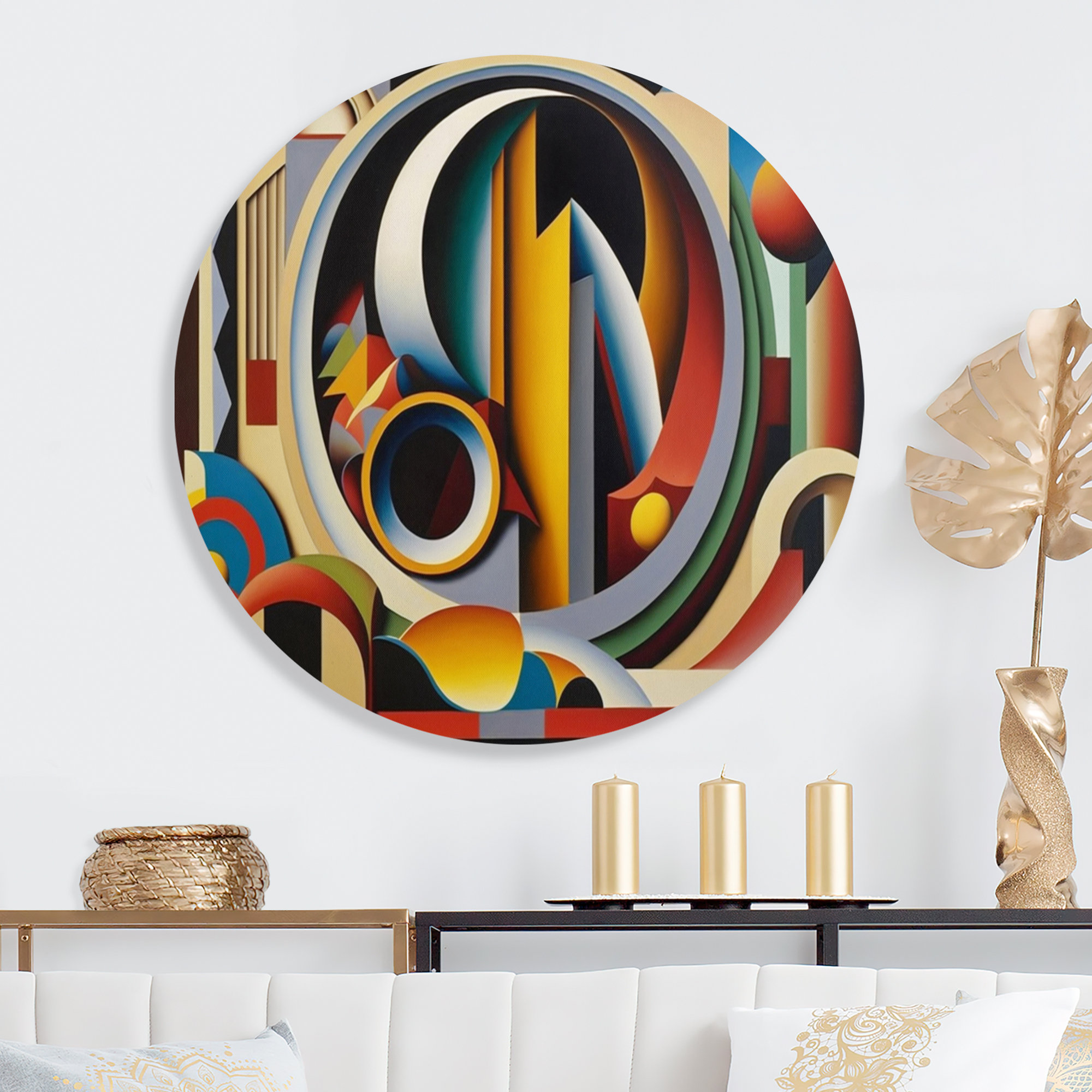 Ivy Bronx Circular Retro Dynamics II - Abstract Geometric Round Wall ...