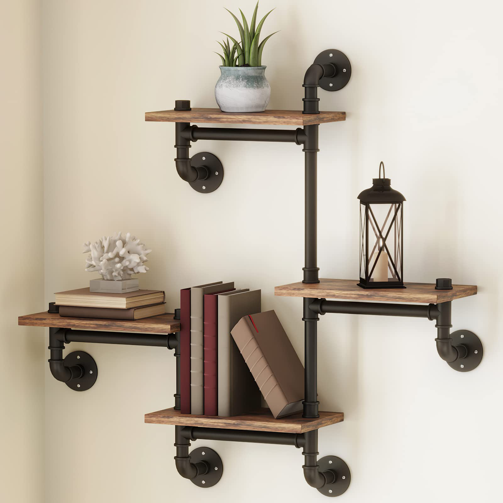 Williston Forge Industrial Style Floating Tube Wall Mounted Shelves, 4 ...