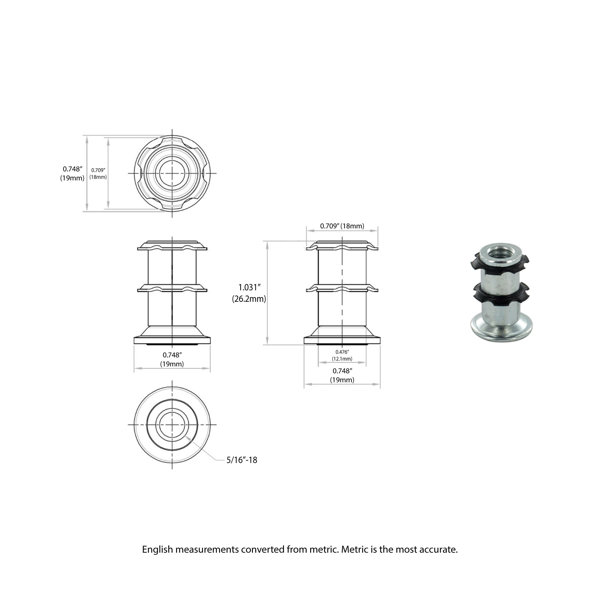Outwater 3/4in. Round Metal Double Star Caster Inserts With Brakes ...