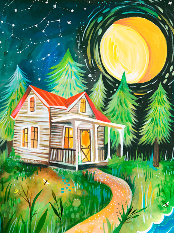 Wheatpaste Art Collective 'Night Cabin' by Katie Daisy Print of ...