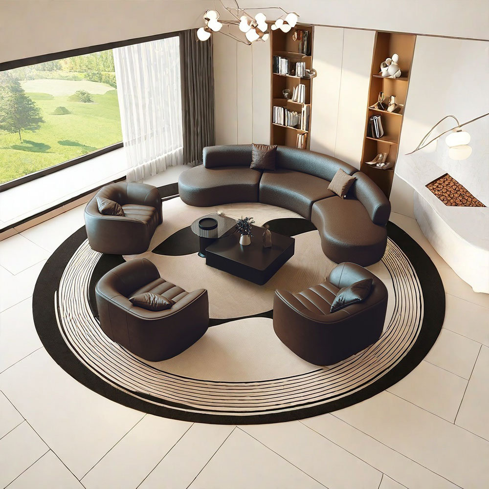 Walkoly Curved semi-circle brown corner sofa | Wayfair