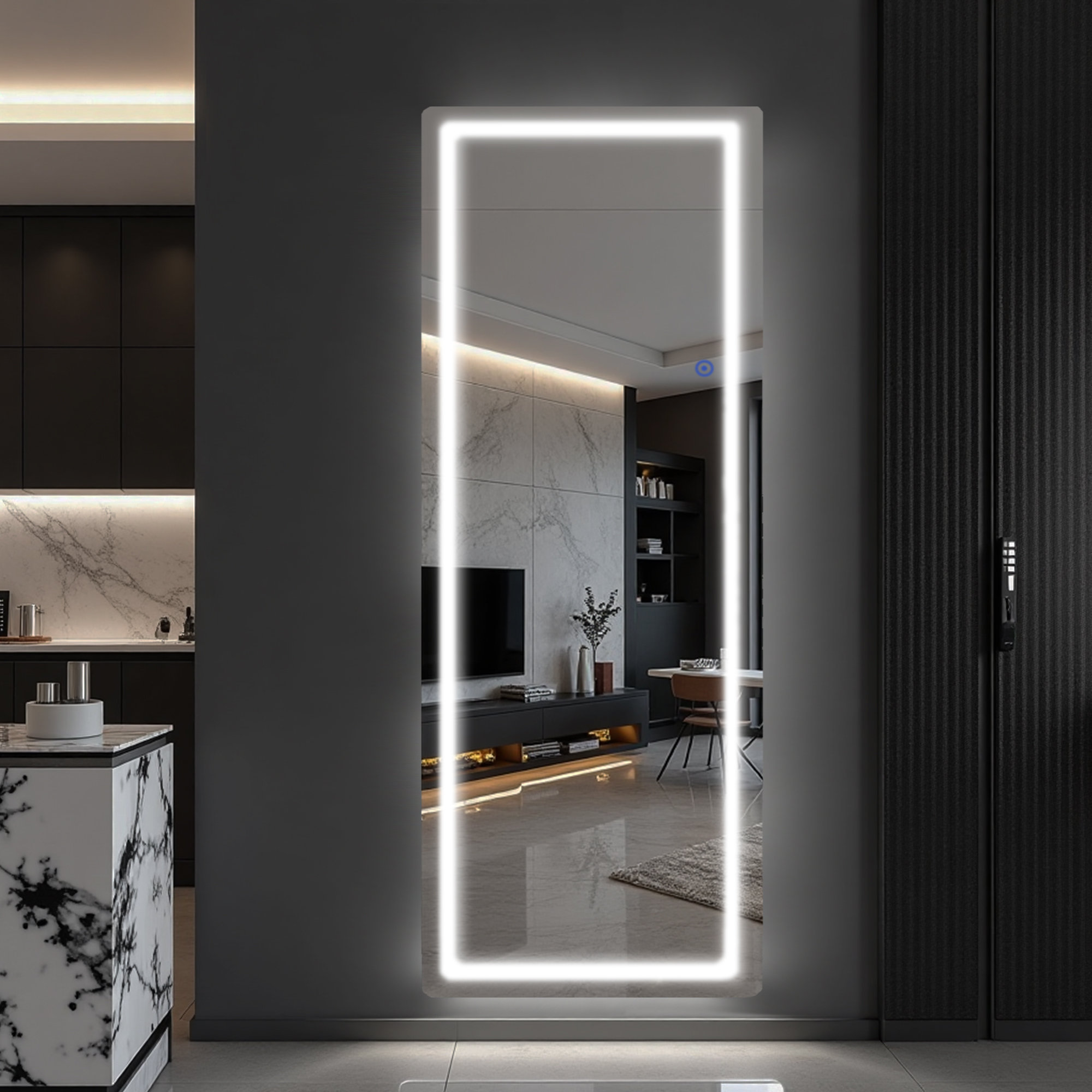 Wrought Studio™ LED Aluminum Alloy Frameless Rounded Rectangular Full ...