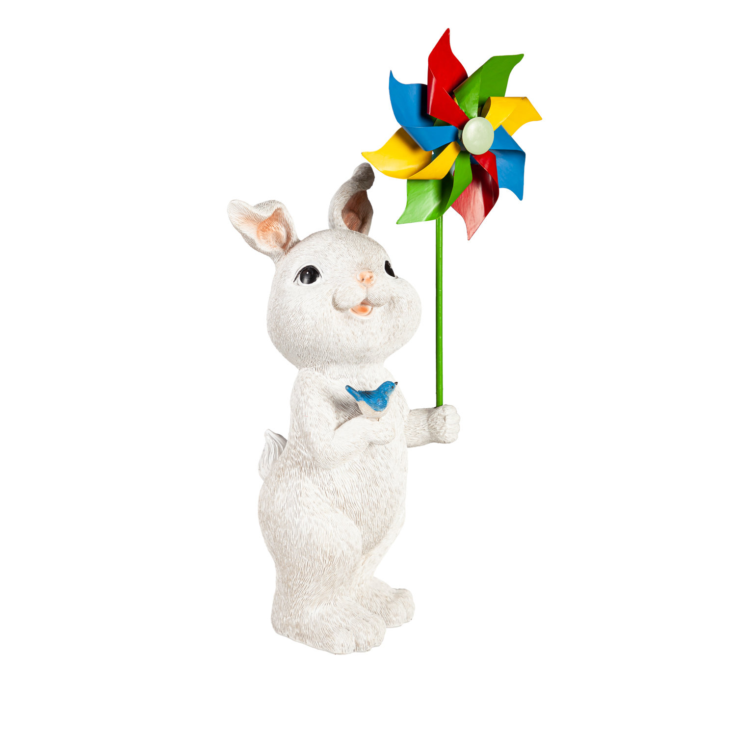 Trinx Jerril Rabbit with a Pinwheel Garden Statue | Wayfair