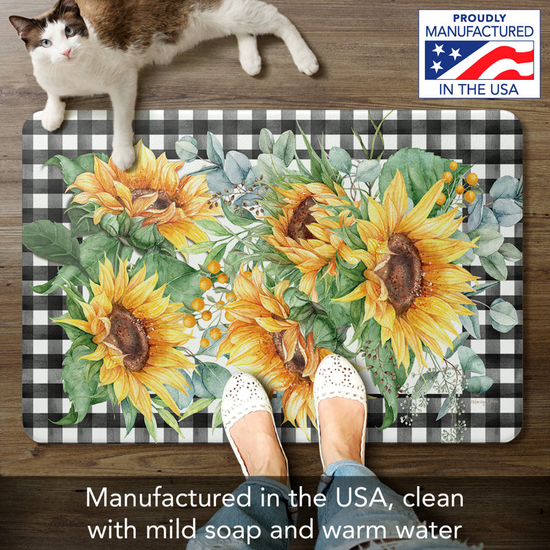 August Grove® Elvan Sunflower Fields Comfort Kitchen Floor Mat ...