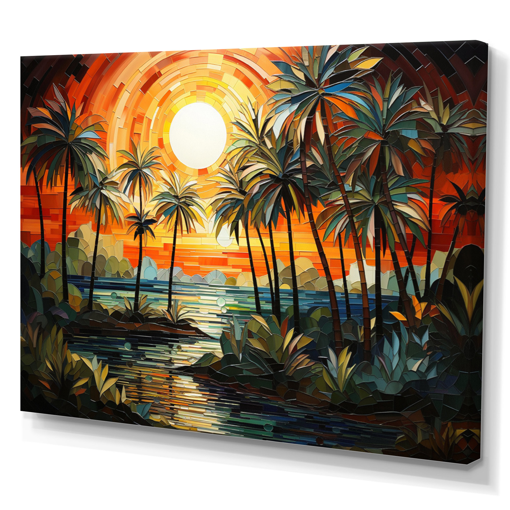 Red Barrel Studio® Orange Palm Trees Mosaic V - Print | Wayfair