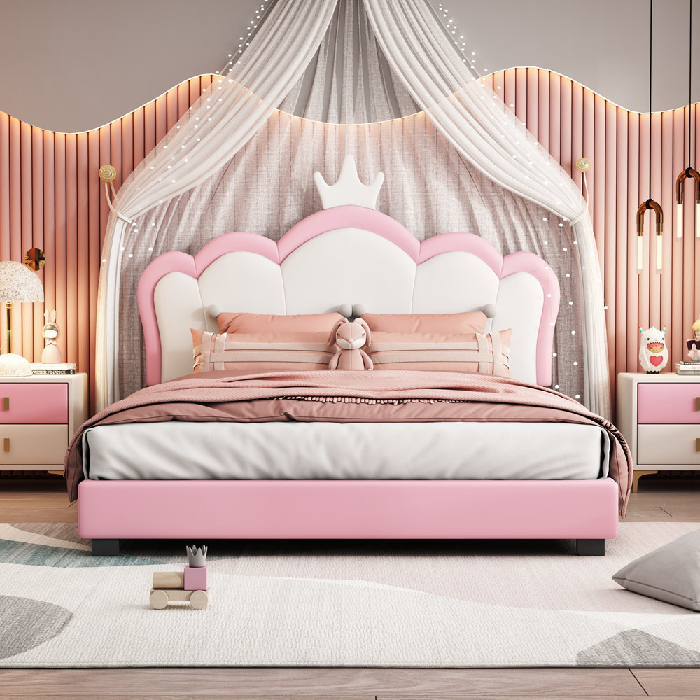 House of Hampton® Upholstered Princess Bed With Crown Headboard | Wayfair