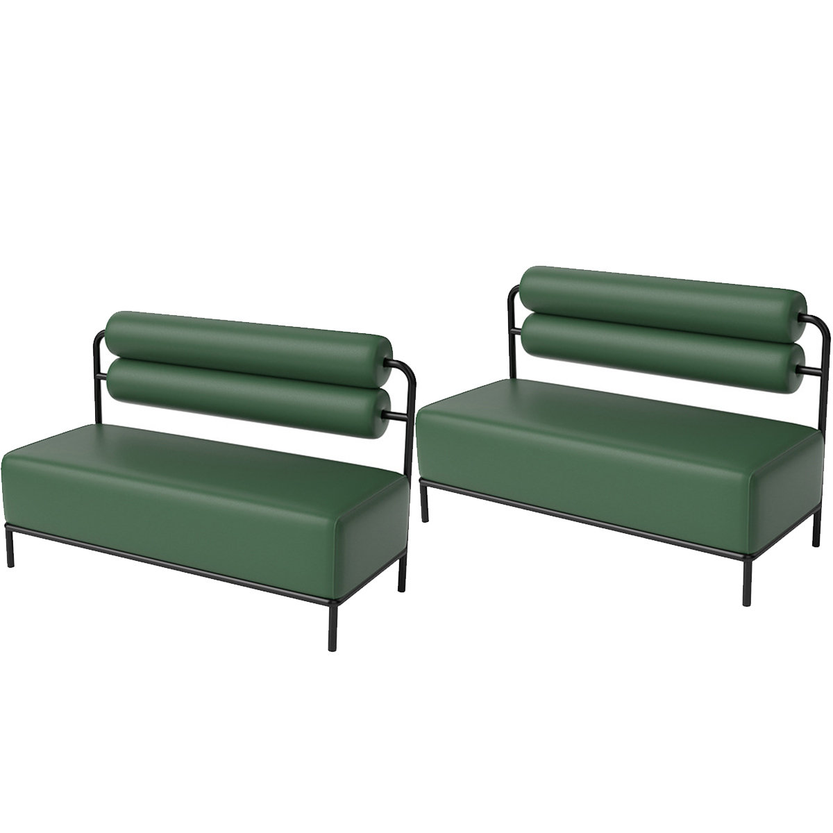 A UNIQUE LIGHT, LLC Green Upholstered Double Bench Set Of 2 Storage ...