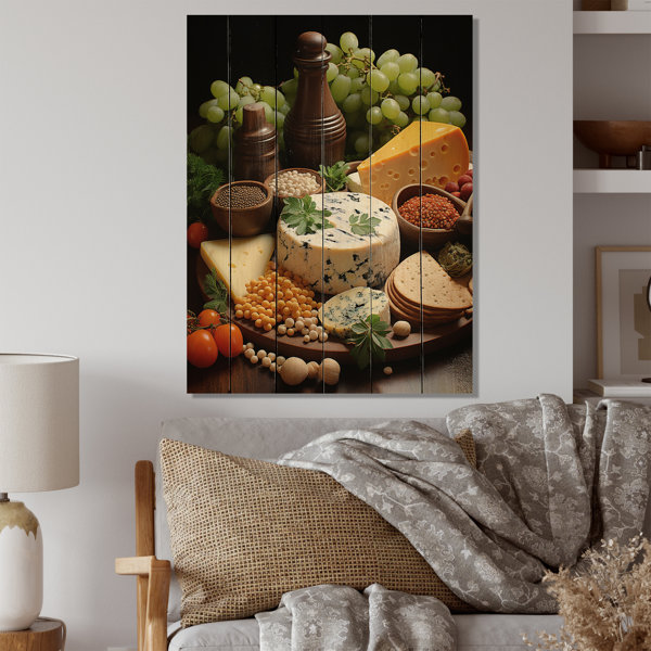 Latitude Run® Food Cheese Pointillism Dot I On Wood Print | Wayfair