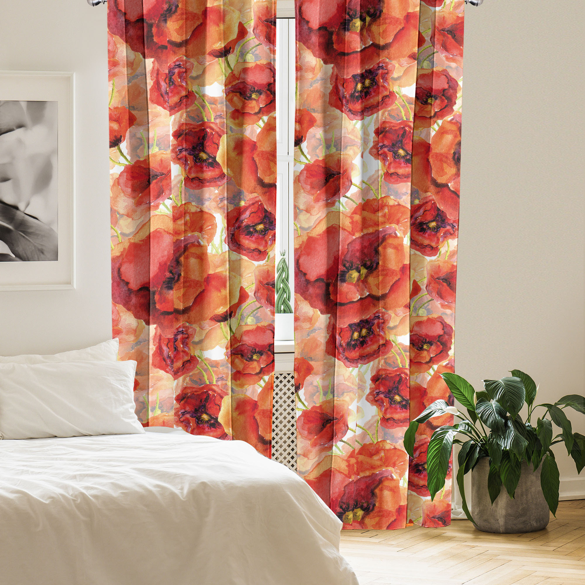 East Urban Home Enrico East Urban Home Poppy Curtains Watercolor ...