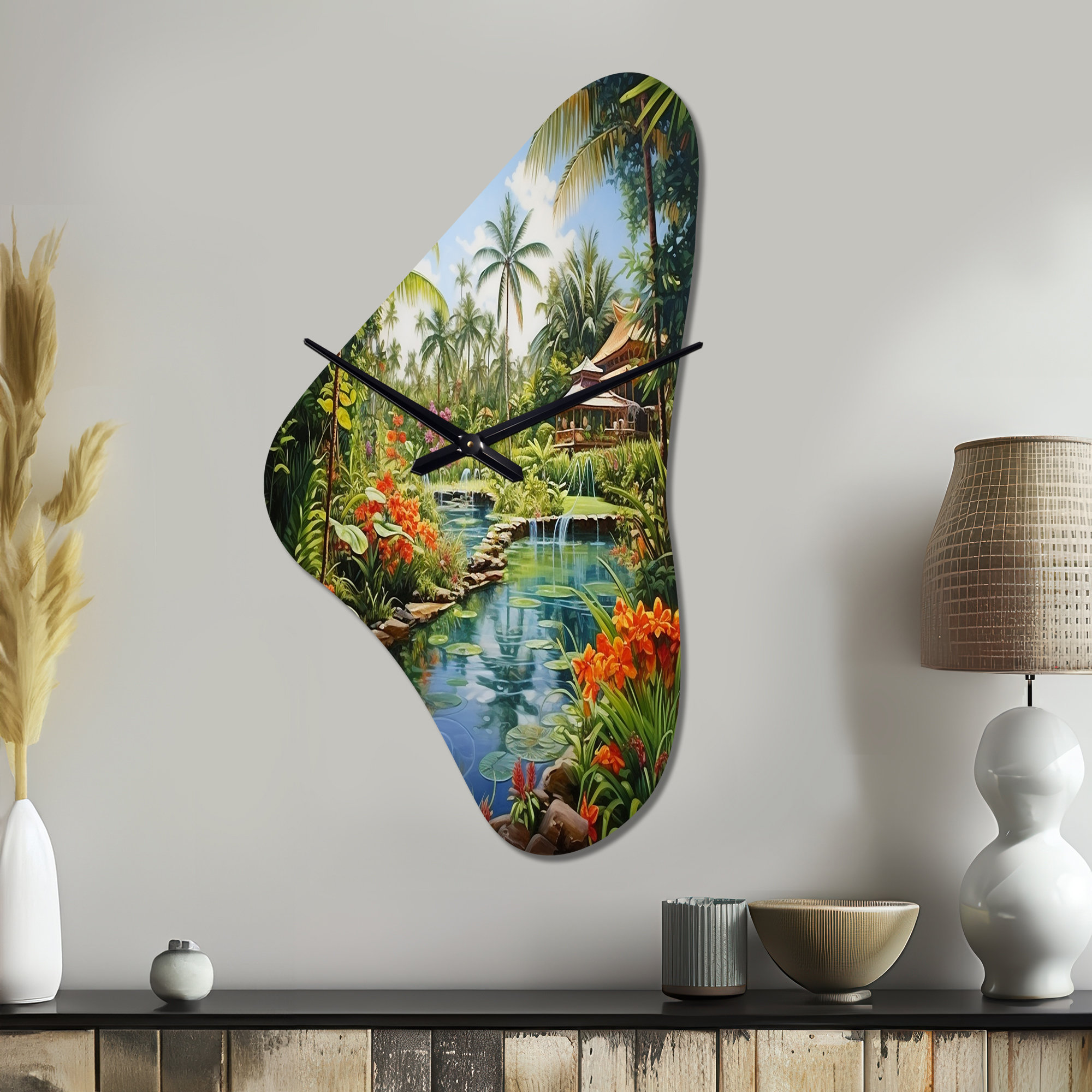 Design Art Bali Bliss Landscape II - Boomerang Shape Decorative Green ...