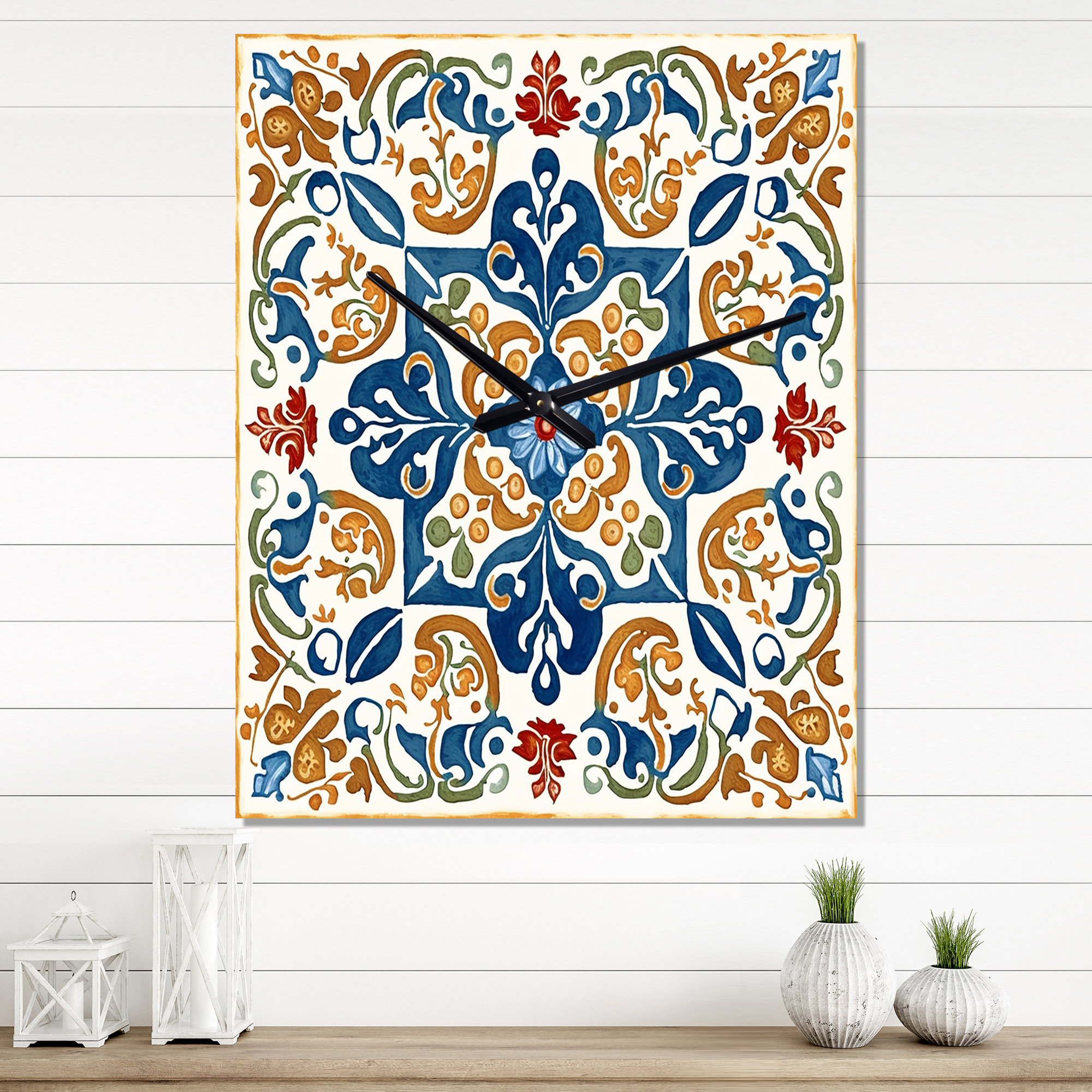 East Urban Home Mediterranean Tiles VII - Abstract Tile Wall Clock ...