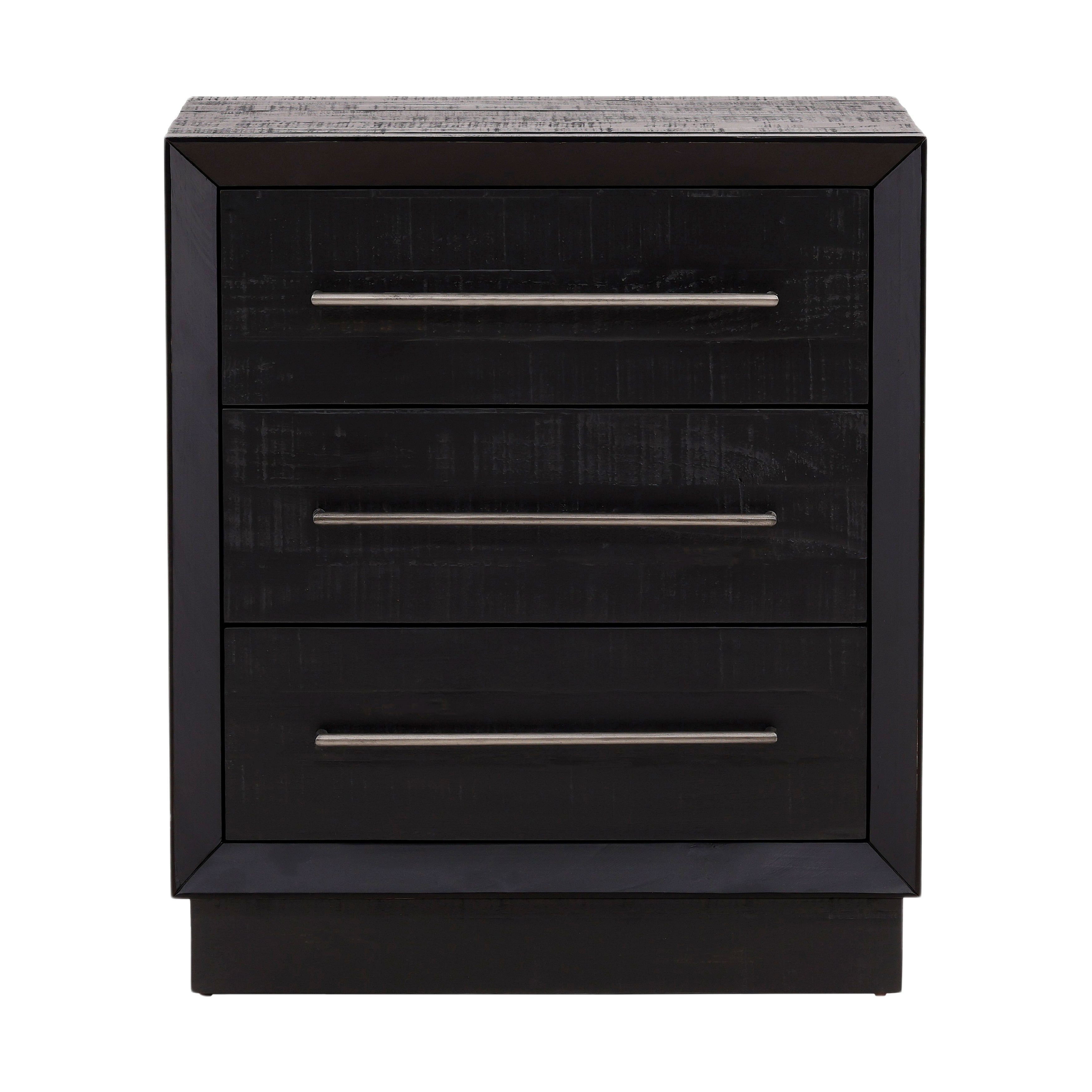 Dovetail Furniture Humphreys 3-Drawer Pine Wood Nightstand, Black ...