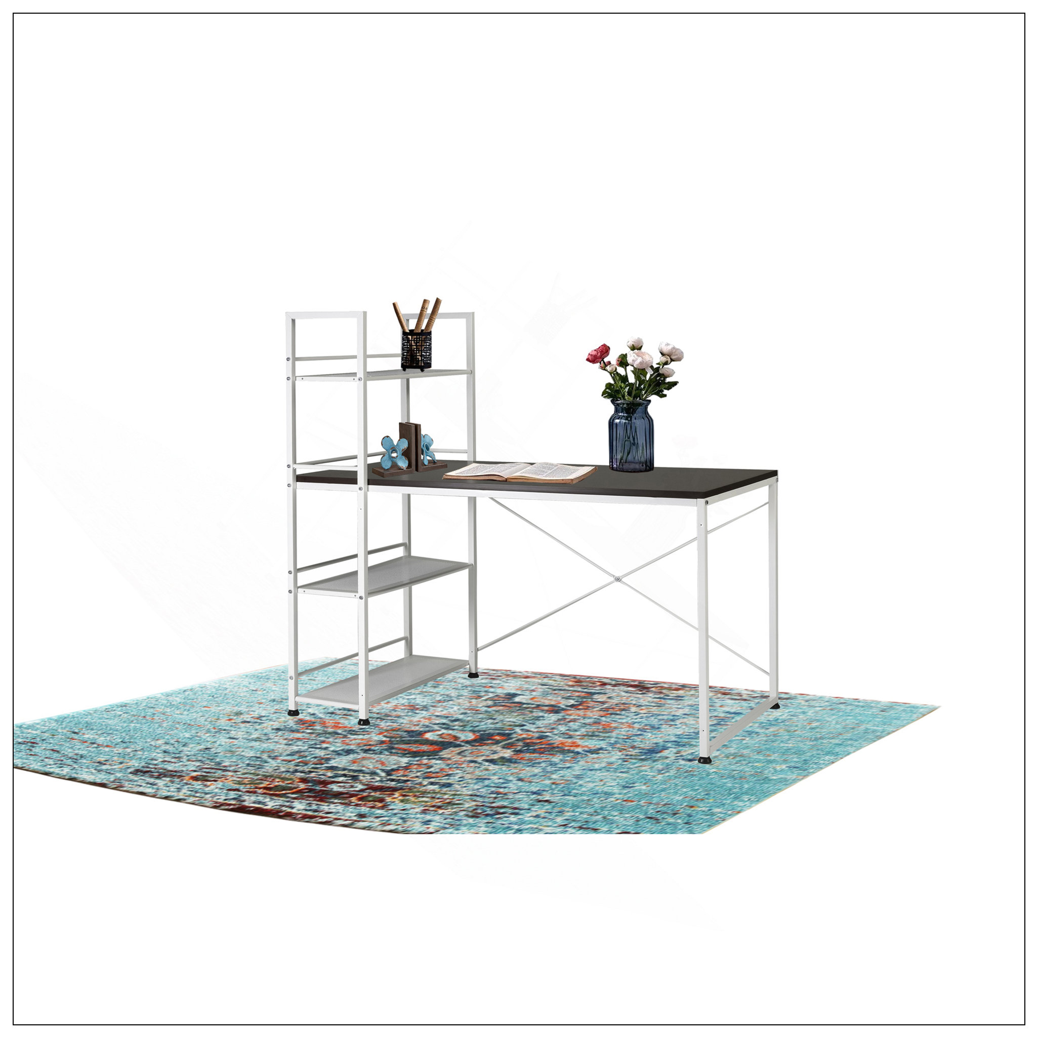 Wrought Studio Versatile Reversible Workstation Desk With Shelf For ...