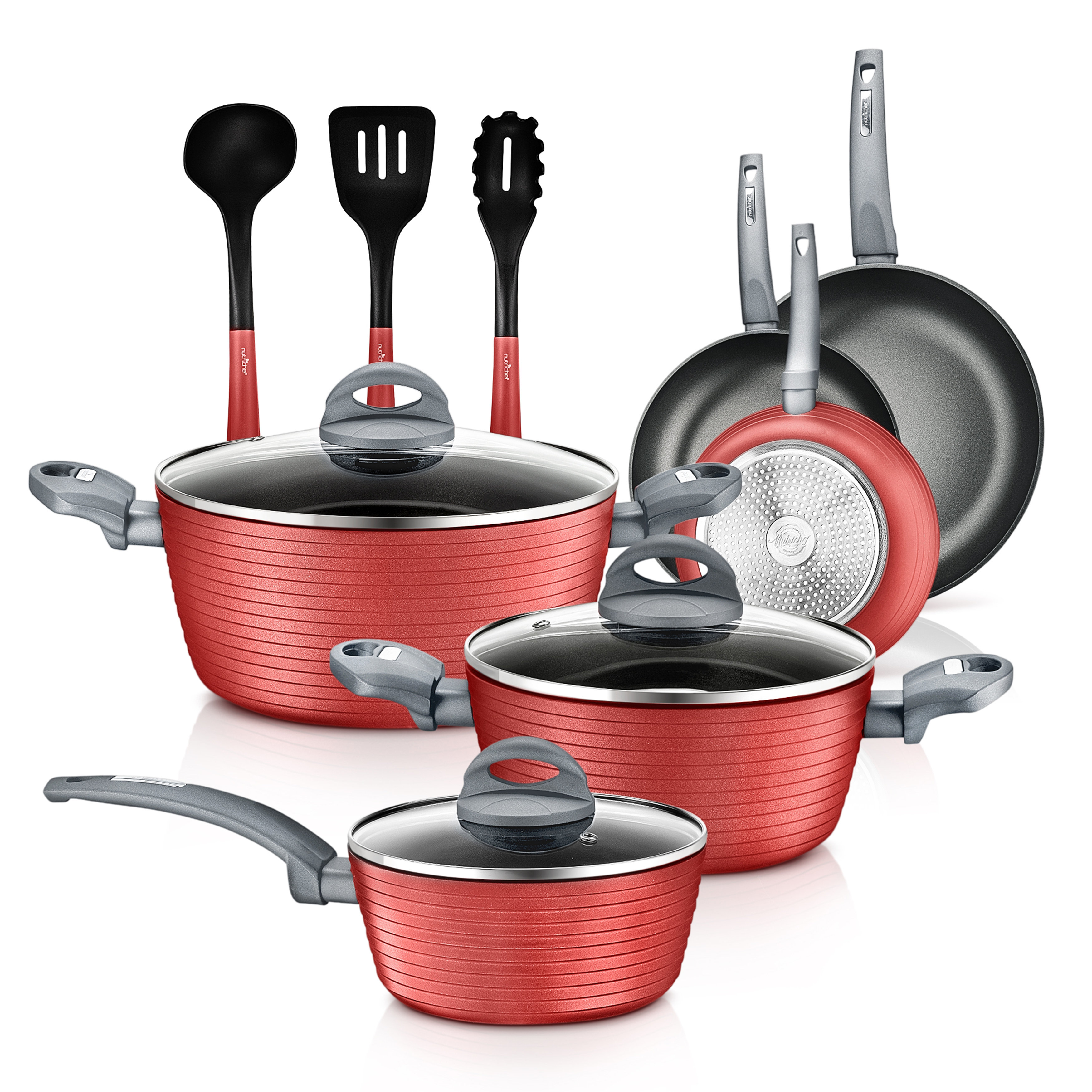NutriChef 12 Pieces Plastic Non Stick Cookware Set | Wayfair