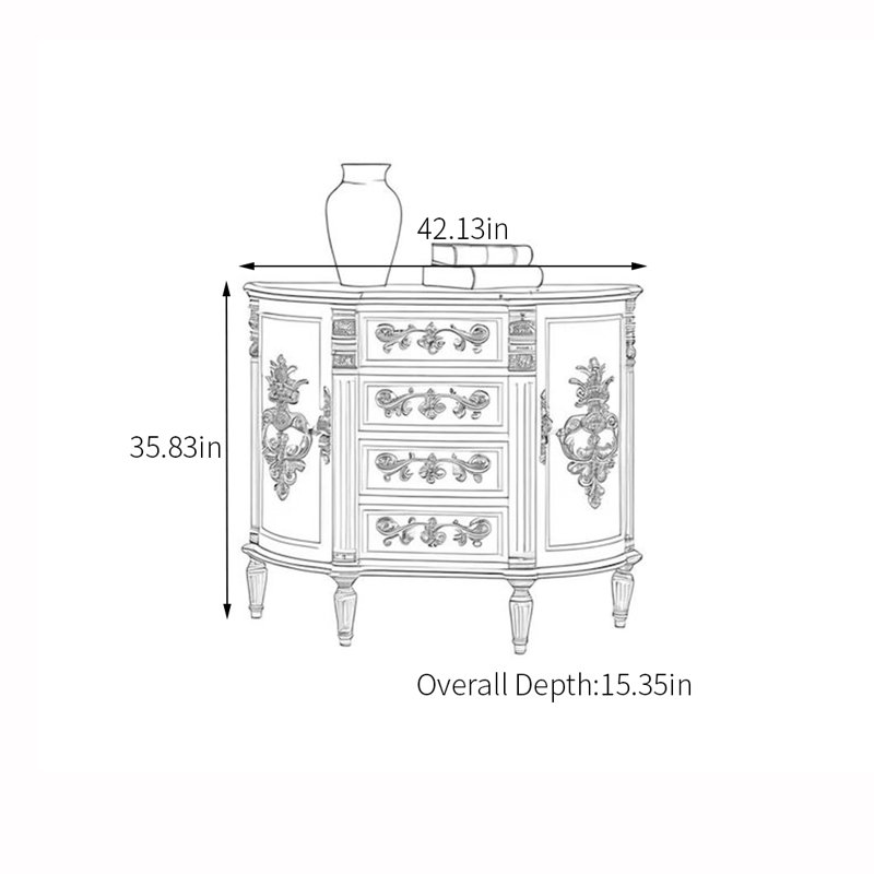 Ruthber Solutions European Style Half-Round Storage Accent Cabinet ...