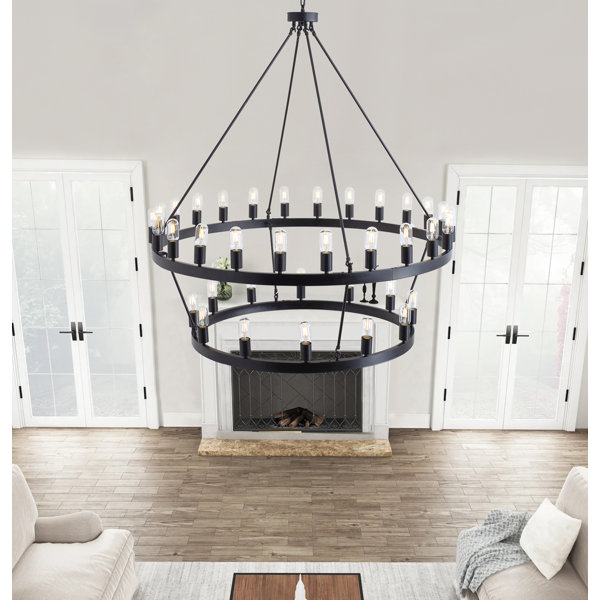 Gracie Oaks Makael 36-Bulbs Light Dragon Black Finish Wheel Chandelier ...