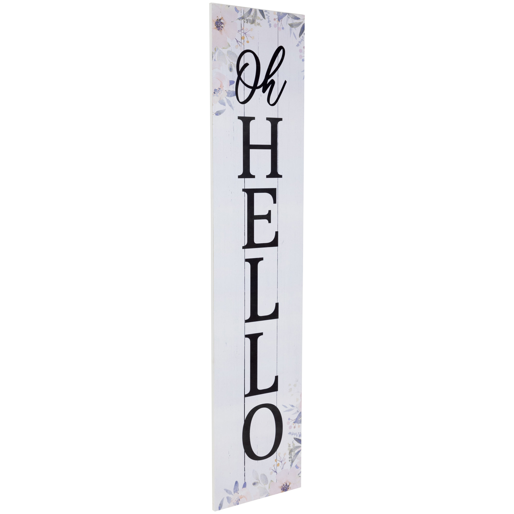 Trinx Floral "Oh Hello" Wooden Sign Wall Décor | Wayfair