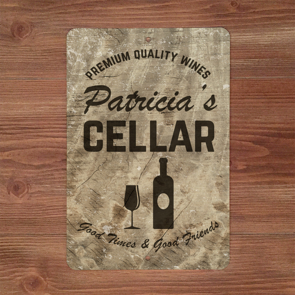 4 Wooden Shoes Personalized Wood Grain-Look Wine Cellar Metal Sign Wall ...