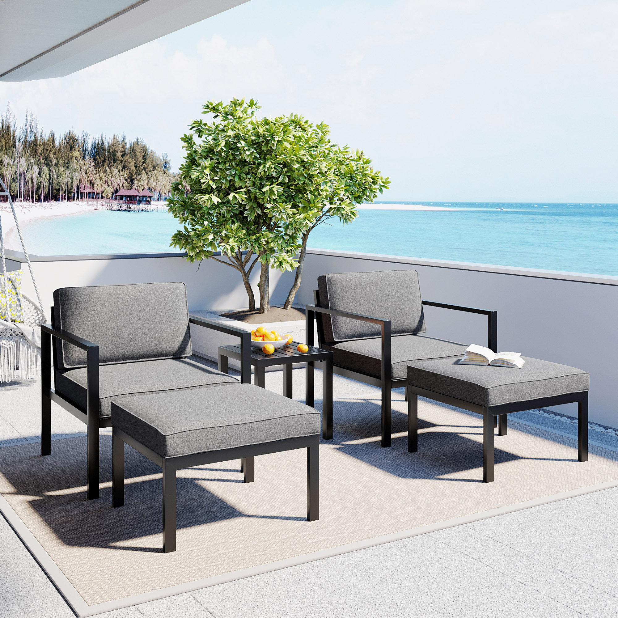Latitude Run® Metal 4 - Person Seating Group with Cushions - Wayfair Canada