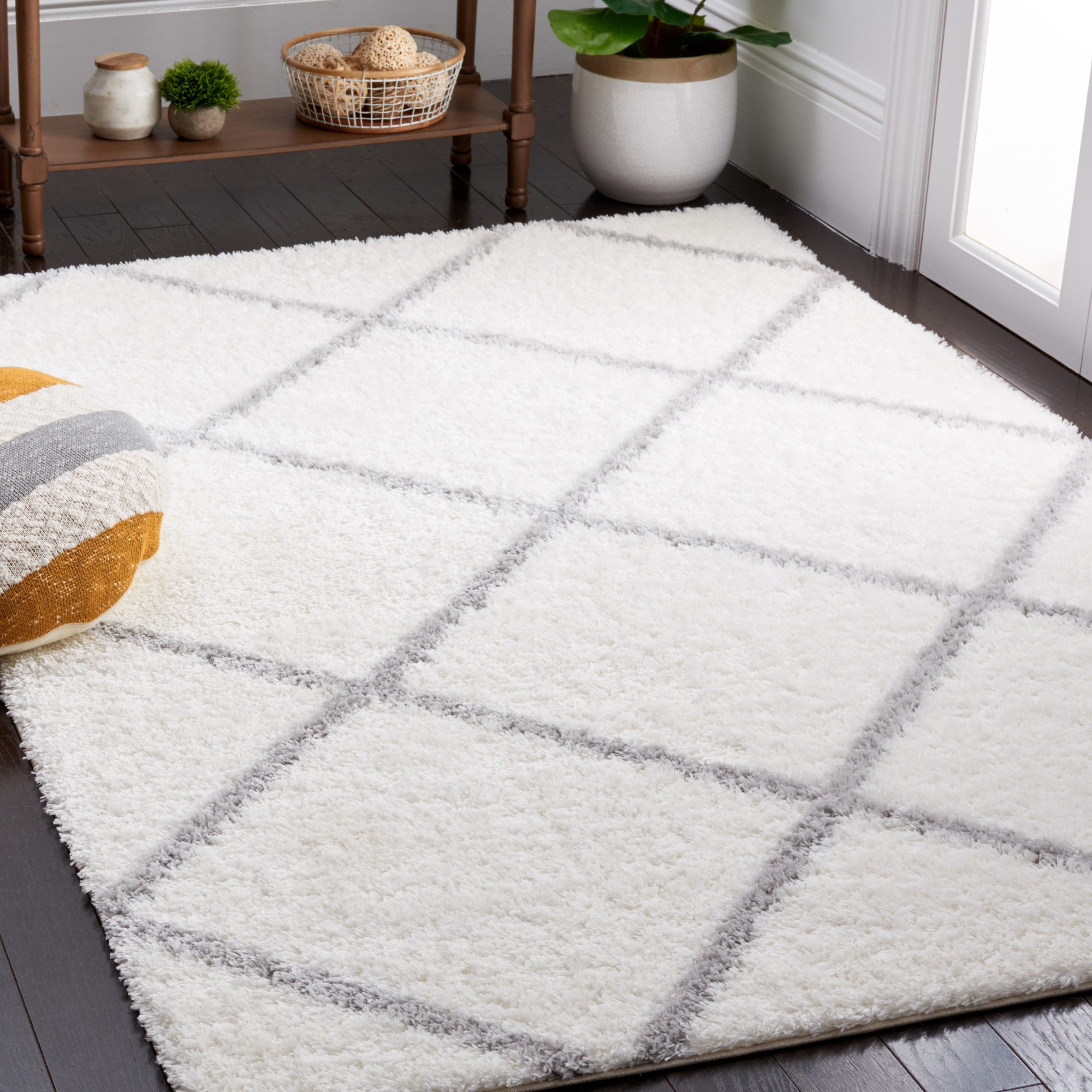 Latitude Run® Geometric Power Loom White/Grey Area Rug & Reviews ...