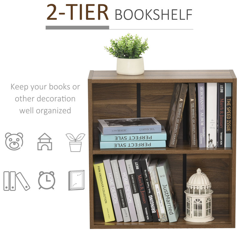 George Oliver Janzen Wood Small 2 Tier Cube Bookcase & Reviews ...