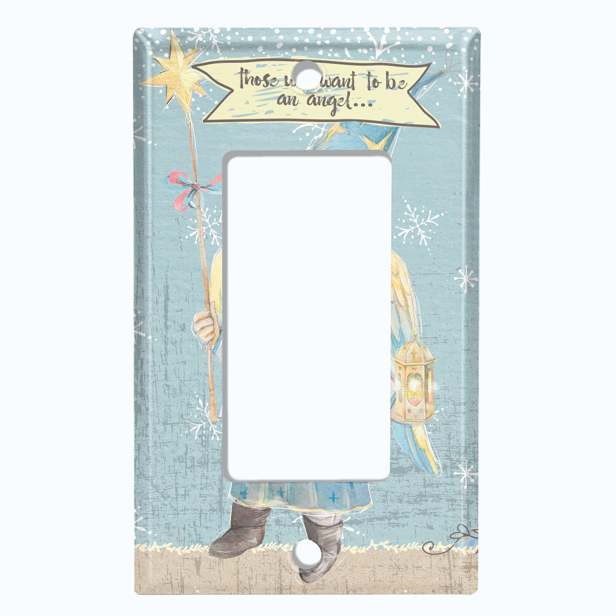 WorldAcc Angel Wings Snow Stars Bells 1-Gang Rocker Wall Plate ...