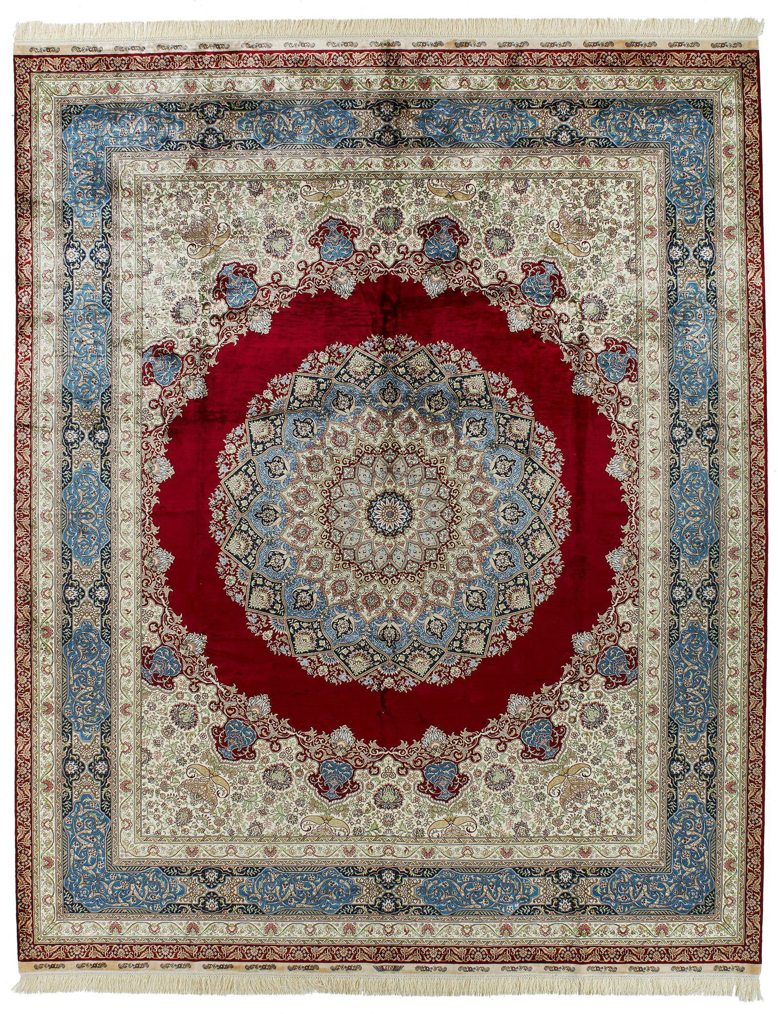 Home and Rugs 8x10 Red and Light Blue Turkish Silk Rug - Wayfair Canada