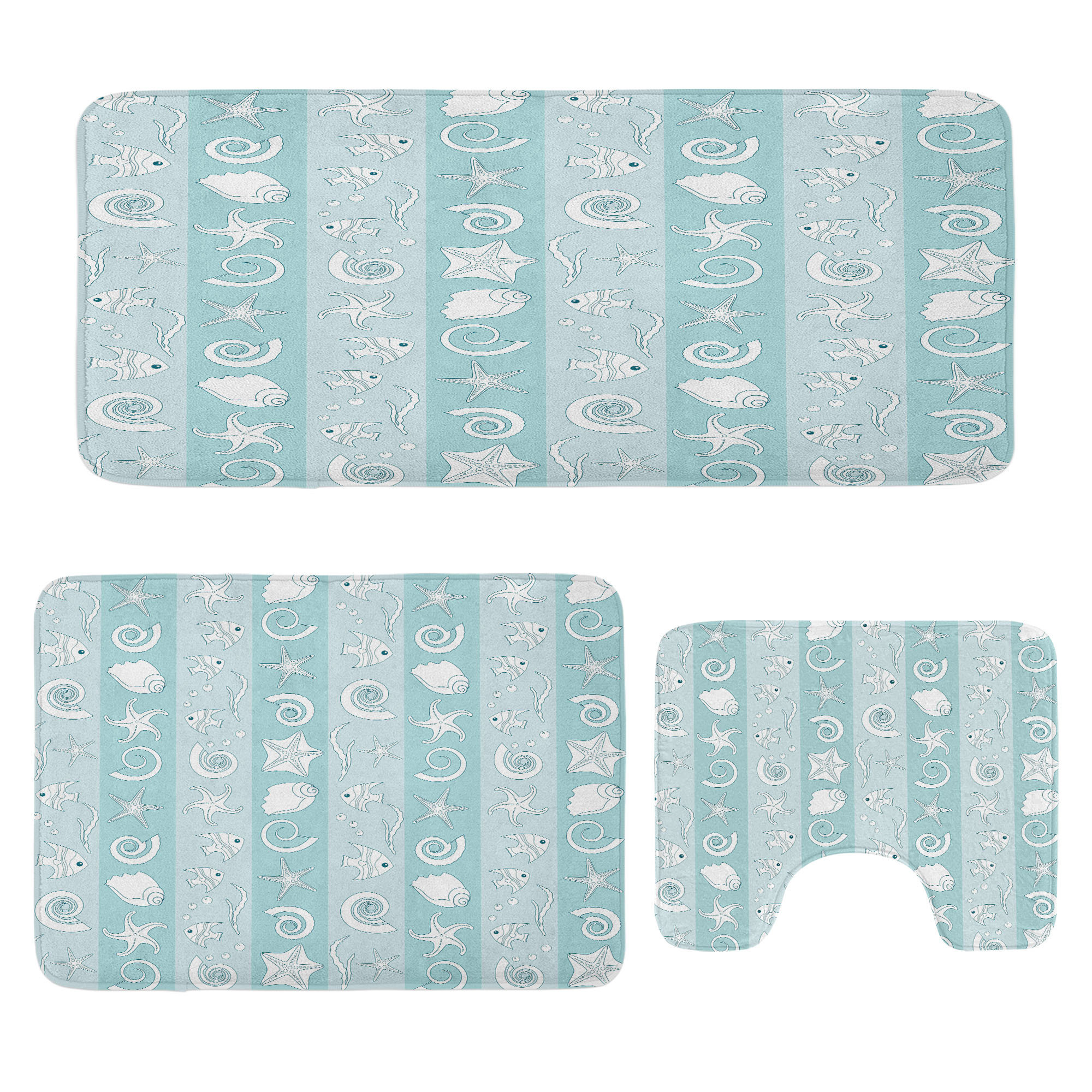 East Urban Home Nautical Bathroom Rug Set 3 Pieces U-Shape & Rectangle ...