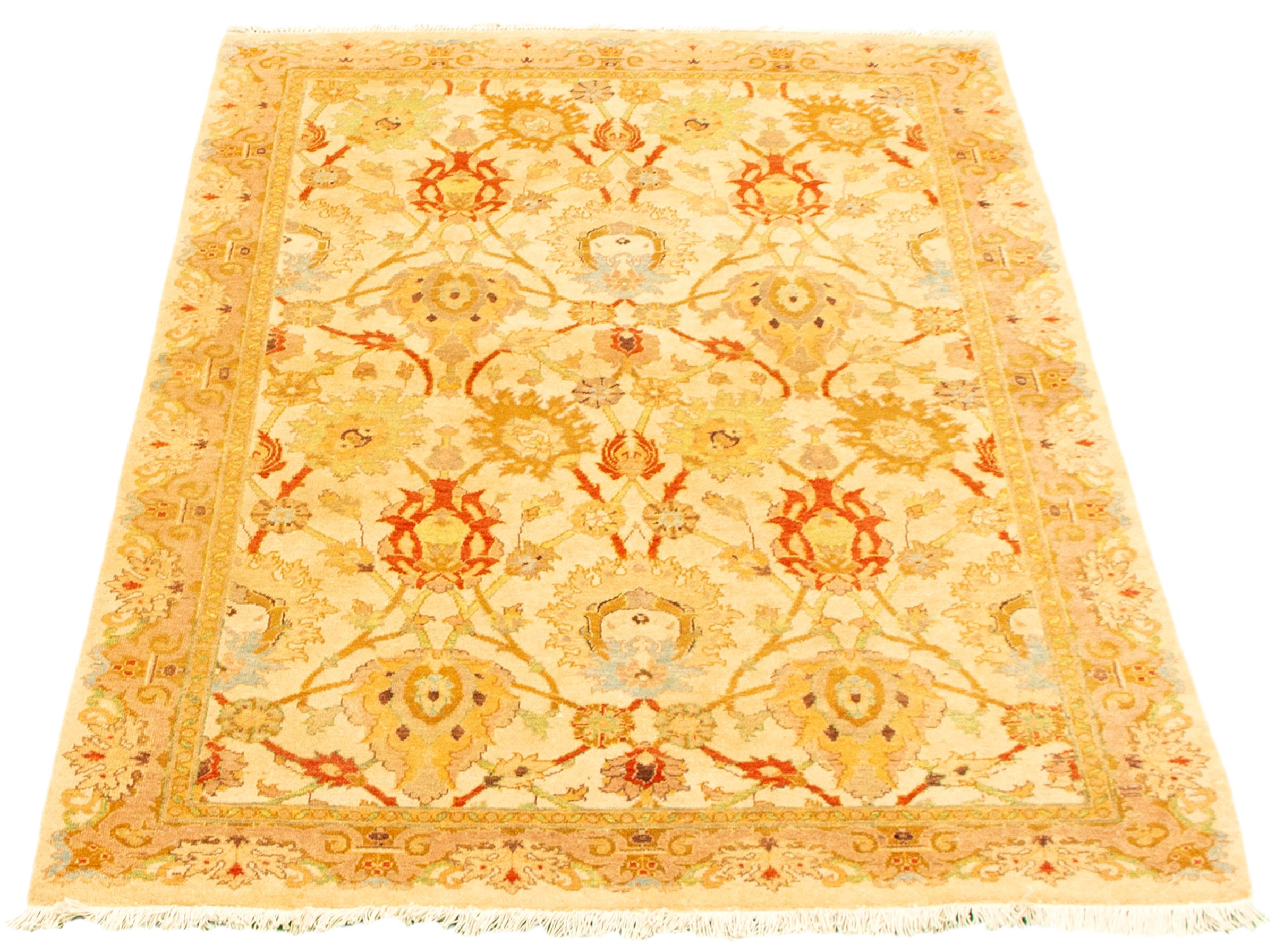 light yellow patterned rug
