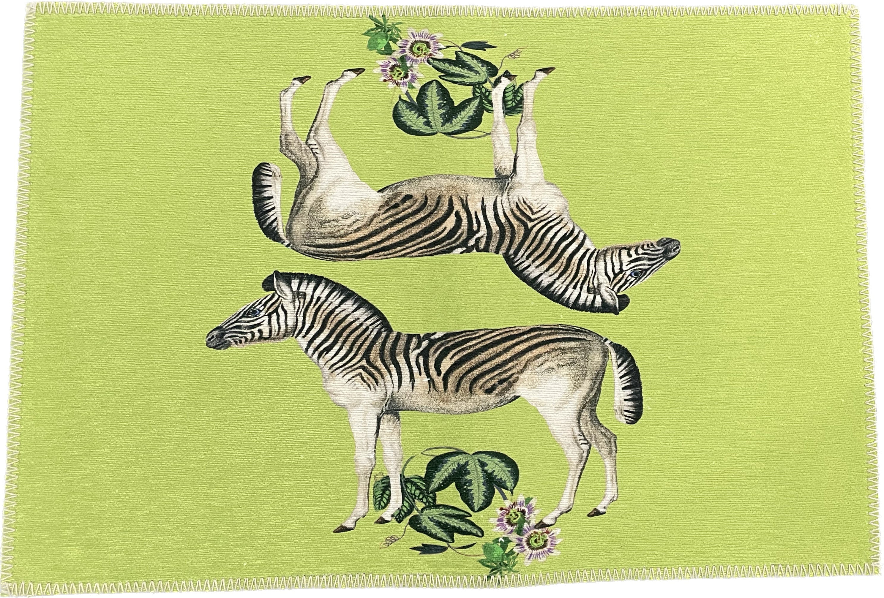 Nicolette Mayer Zebra Seeing Double Microfiber Rectangle Washable Rug ...